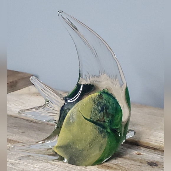 Source Unknown | Accents | Glass Angel Fish Hand Blown Paperweight ...